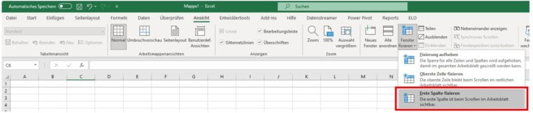 Excel Zeile fixieren | excel-hilfe.ch