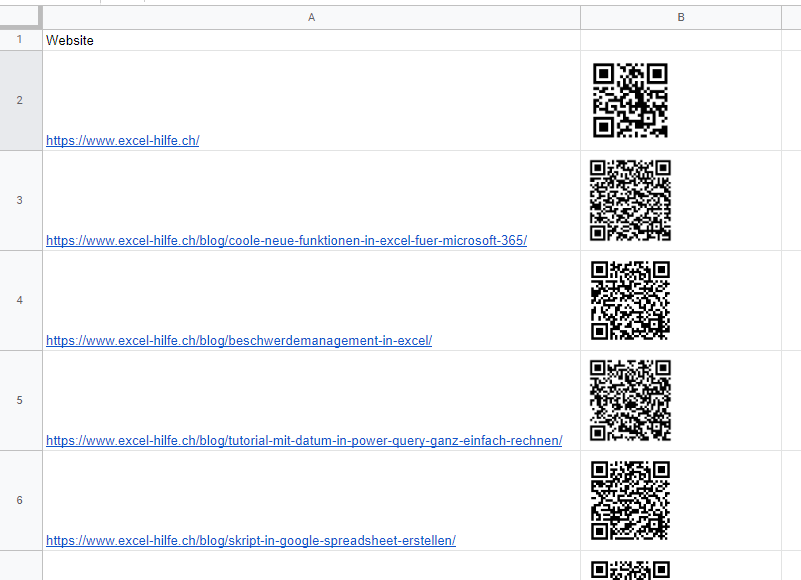 QR-Code in Google Sheets generieren - Excel Hilfe