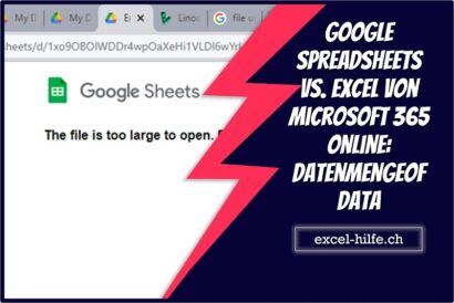 Google Spreadsheets vs. Excel von Microsoft 365 Online: Datenmenge ...