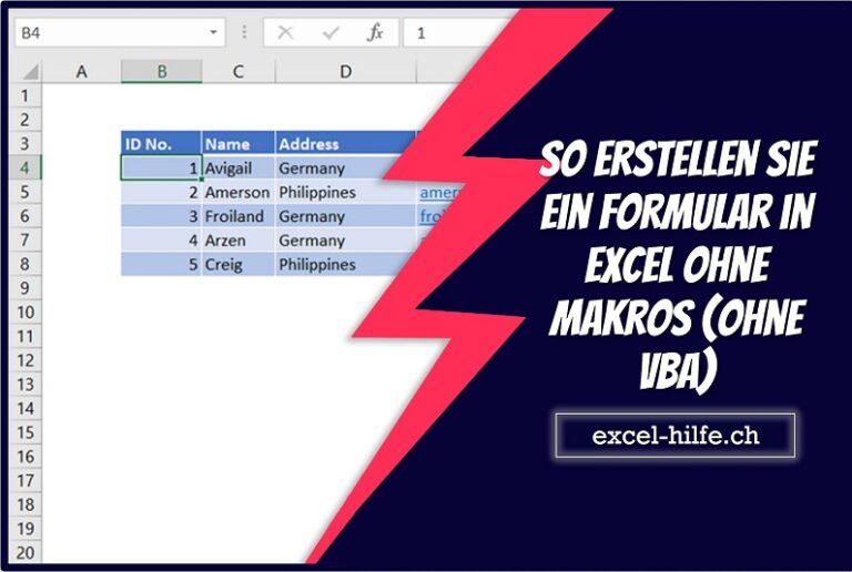 So erstellen Sie ein Formular in Excel ohne Makros (ohne VBA) | excel ...