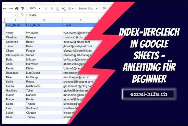 Index-Vergleich in Google Sheets - Anleitung für Beginner | excel-hilfe.ch