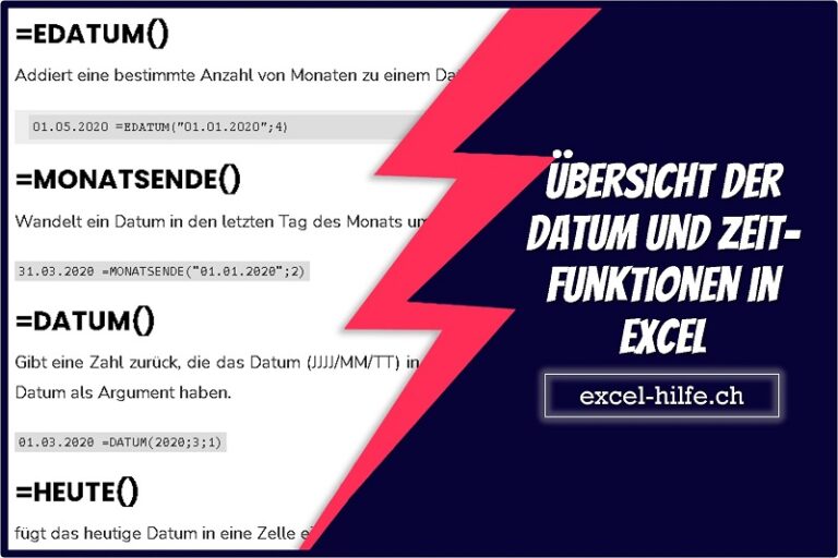 Übersicht der Datum und Zeit-Funktionen in Excel | excel-hilfe.ch