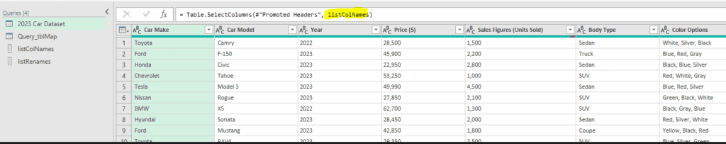Power Query: Spalten über eine Mapping-Tabelle auswählen, umbenennen ...